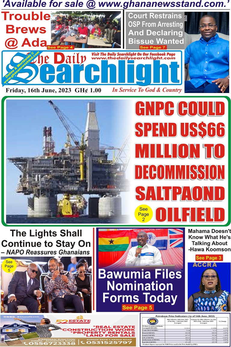 Daily Searchlight, Friday, 16th June, 2023 – Ghana News Stand