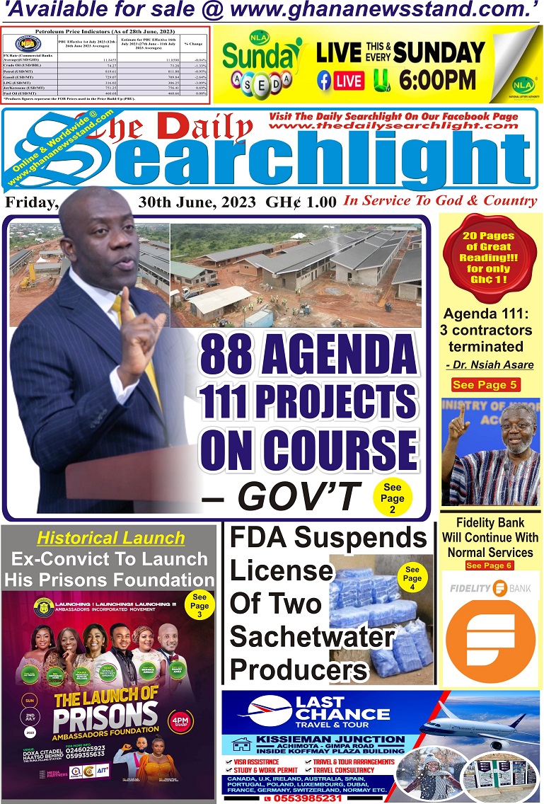 Daily Searchlight, Friday, 30th June, 2023 – Ghana News Stand