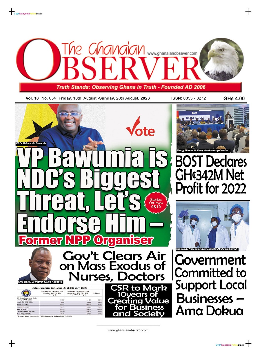 Ghanaian Observer, Friday, 18th August, 2023 – Ghana News Stand