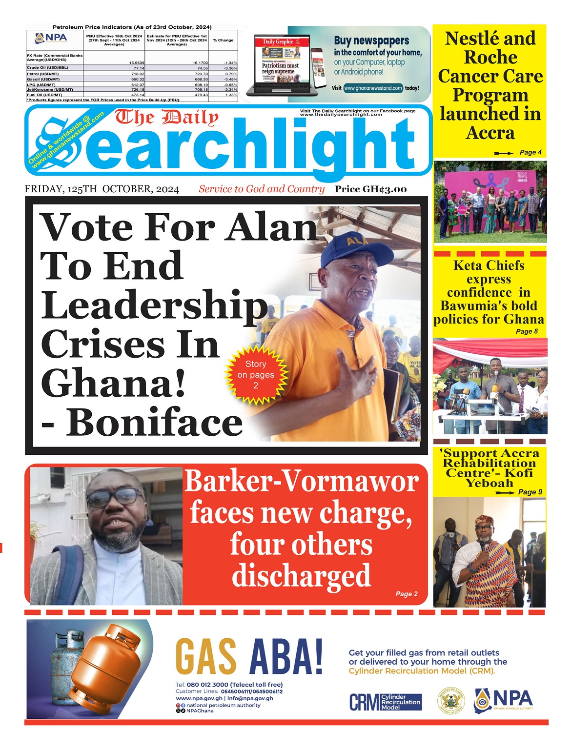 Daily Searchlight, Friday, October 25, 2024 Printed Version – Ghana ...