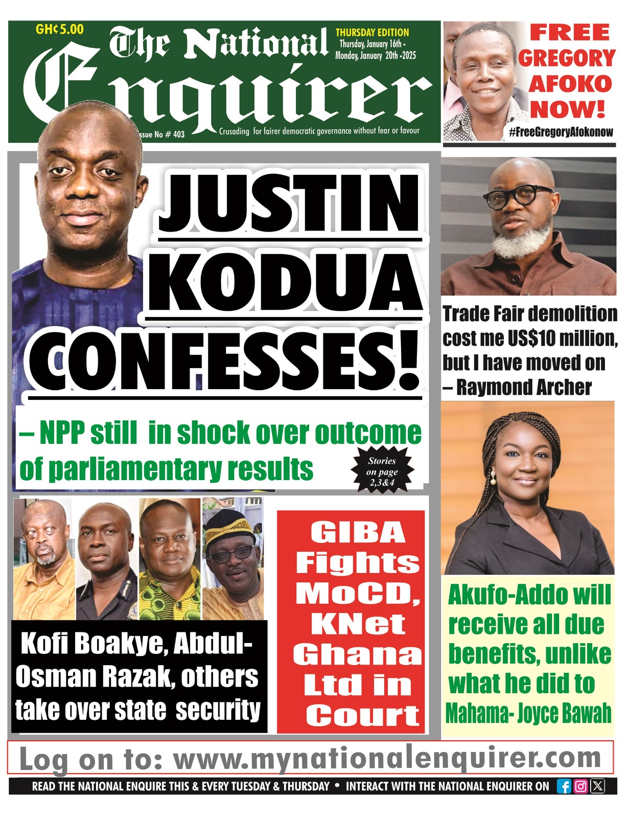 NATIONAL ENQUIRER, THURSDAY, JANUARY 16, 2025 – Ghana News Stand