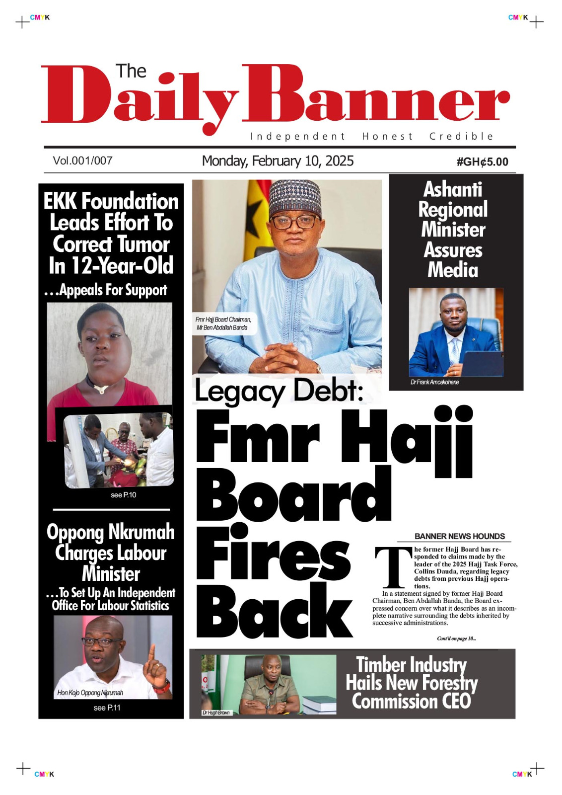 Daily Banner, Monday, February 10, 2025 – Ghana News Stand