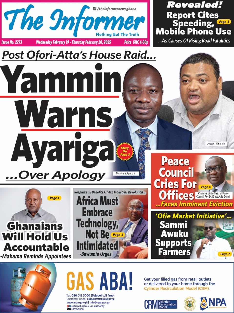 Informer, Wednesday, 19th February, 2025 – Ghana News Stand