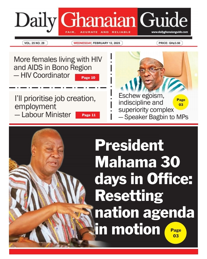 Daily Ghanaian Guide, Wednesday, February 12, 2025 – Ghana News Stand