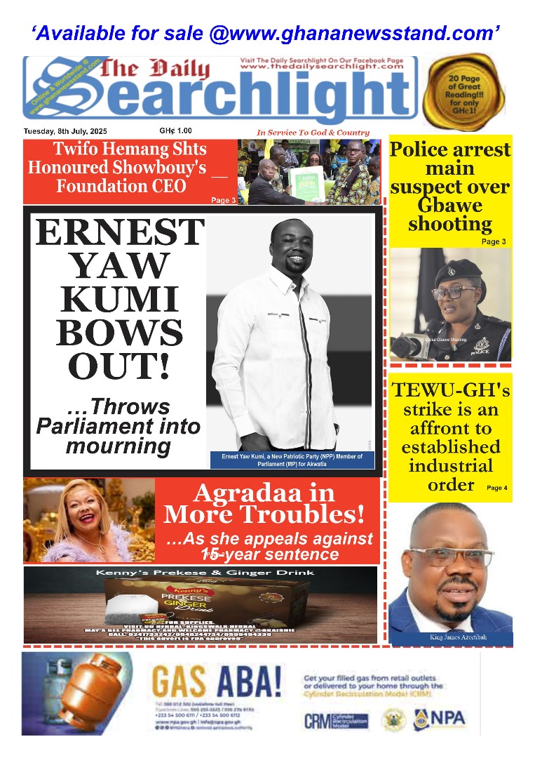 Daily Searchlight, Tuesday, 8th July, 2025 – Ghana News Stand