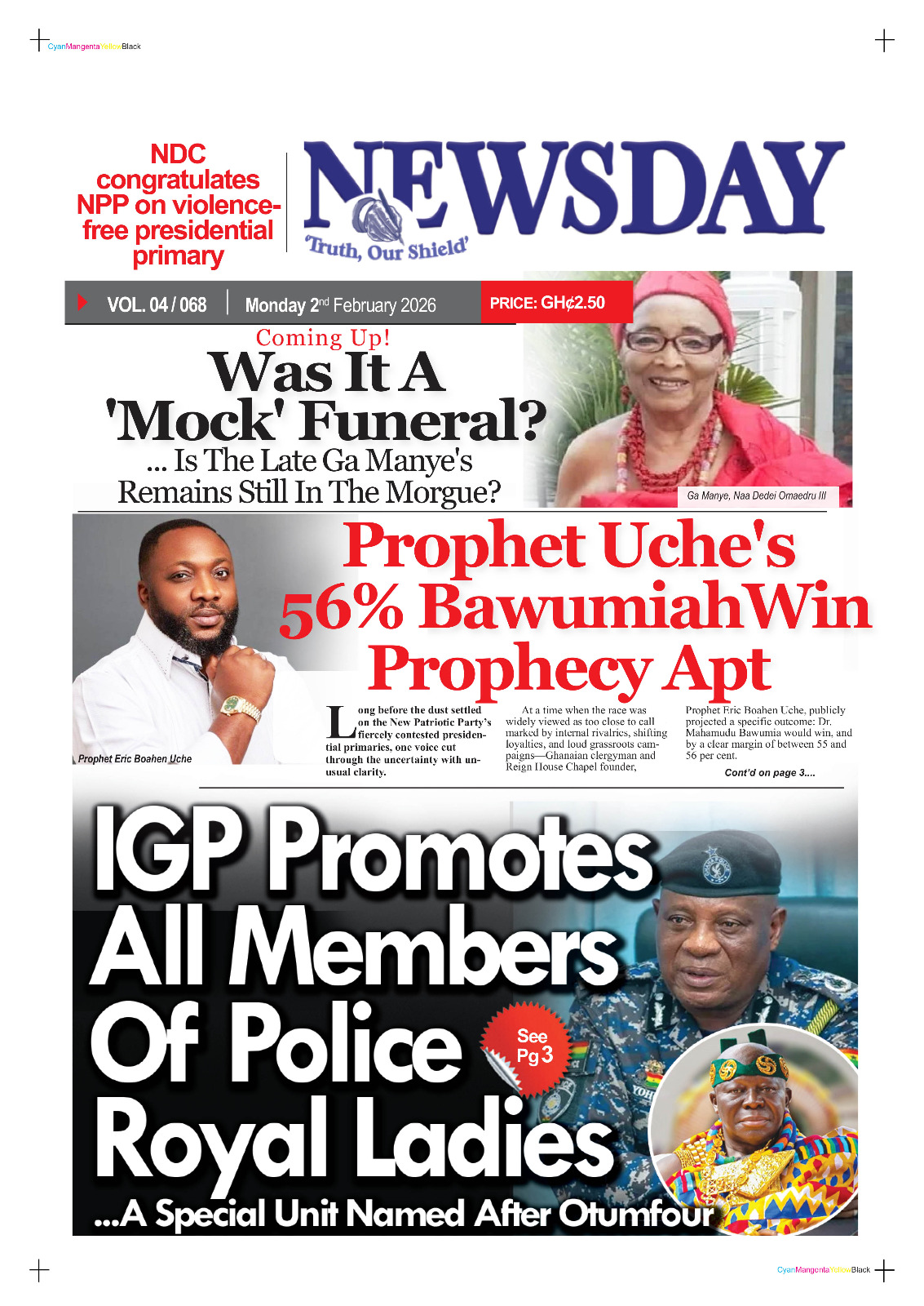 Newsday, Monday, February 2nd, 2026 – Ghana News Stand